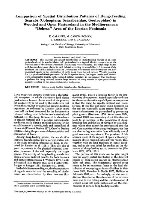 Pdf Comparison Of Spatial Distribution Patterns Of Dung Feeding Scarabs Coleoptera