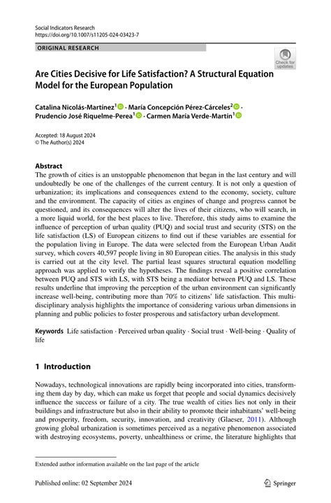 Pdf Are Cities Decisive For Life Satisfaction A Structural Equation Model For The European