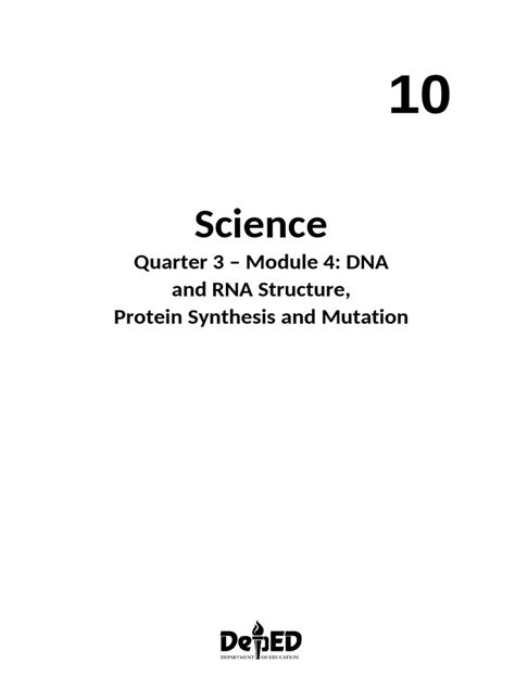 Science10 Q3 Mod4 Week4 Dna Rna Structure Proteinsynthesis Mutation Converted Inside Pages Pdf