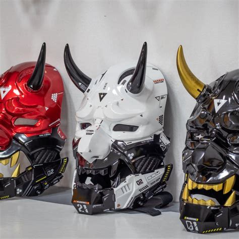 Handcrafted Cyberpunk Oni Mask Limited Stock Available Cyber Techwear®