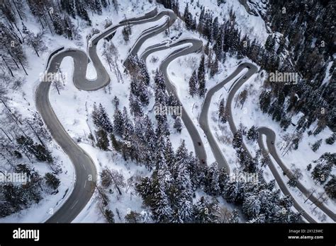 Aerial View Of The Maloja Pass Covered In Snow Maloja Bregaglia