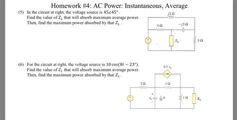 Solved Homework Ac Power Instantaneous Average In Chegg