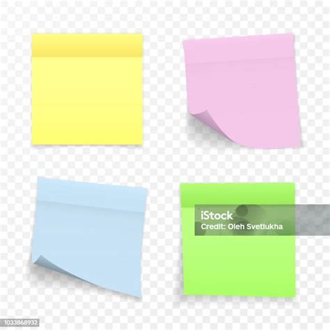 그림자 효과와 스티커 종이 참고 투명 한 배경에서 분리 하는 게시에 대 한 빈 색상 메모 메모 스티커 벡터 일러스트 레이 션 0명에 대한 스톡 벡터 아트 및 기타 이미지