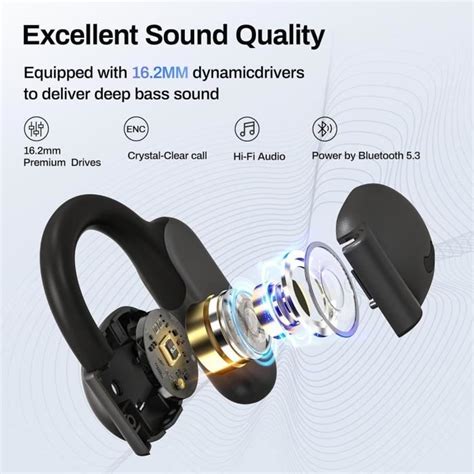 Casque Bluetooth 5 3 Enc Open Ear Casque Sans Fil 45H Playtime Sweatproof Sports Earbuds Avec