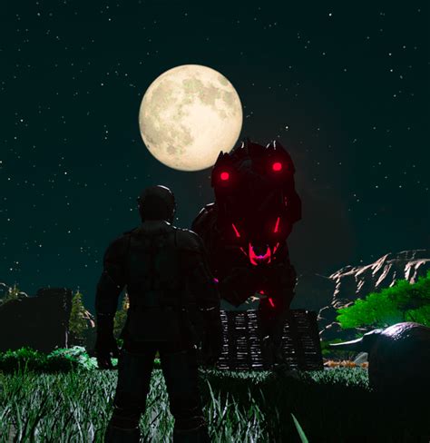 Tek T Rex In Front Of The Full Moon Rark