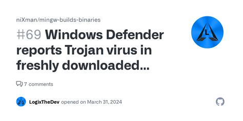 Windows Defender Reports Trojan Virus In Freshly Downloaded Release