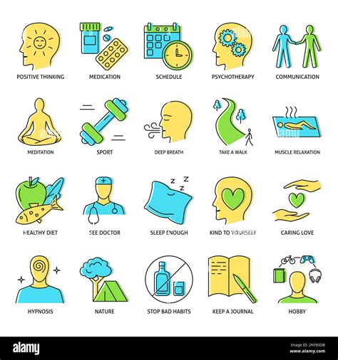 Healthy Lifestyle And Wellness Icon Set In Colored Line Style Good