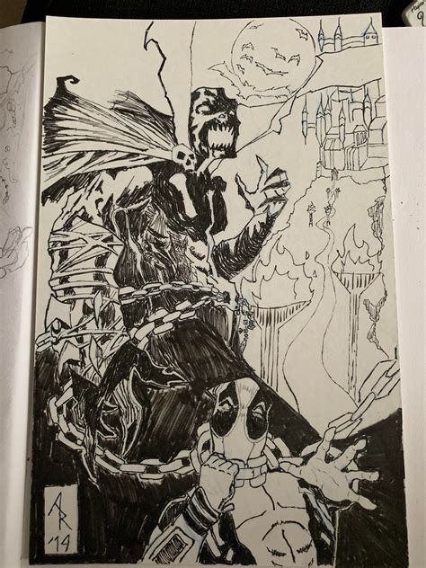 Deadpool Vs Spawn Cover I Did For A Commission Request [oc] R Marvel