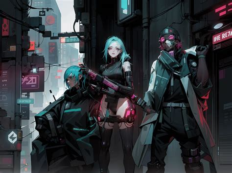 There Are Two Guys 1 Girl In A City Naked Riot In A Cyberpunk City