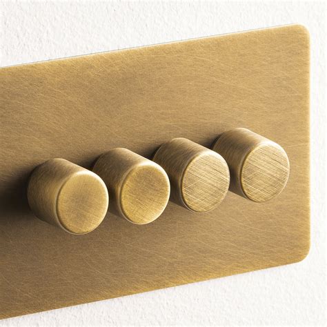 Lucian Four Gang Dimmer Switch In Aged Brass