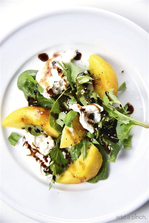 Fresh Peach Basil And Burrata Salad Recipe Add A Pinch