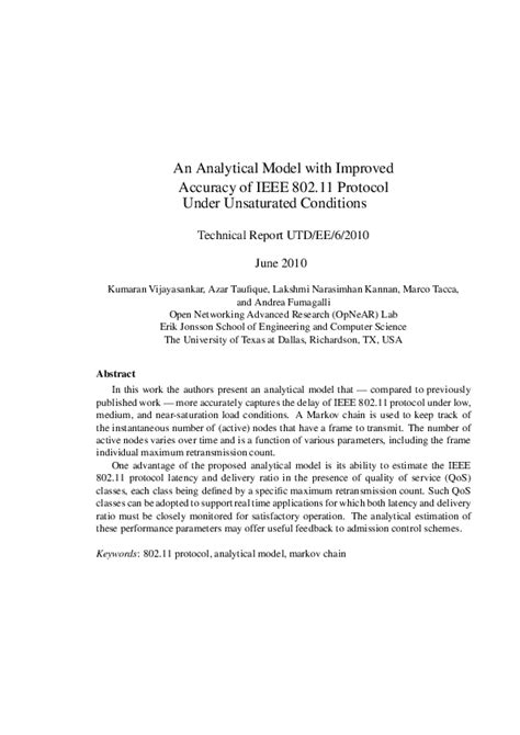 pdf an analytical model with improved accuracy of ieee 802 11
