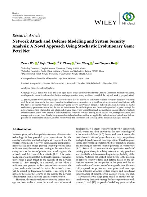 Pdf Network Attack And Defense Modeling And System Security Analysis A Novel Approach Using
