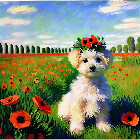 댕댕이를 클로드 모네 화풍으로 그려보면