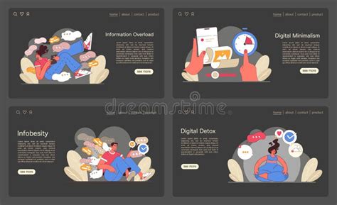 information overload concept set flat vector illustration stock