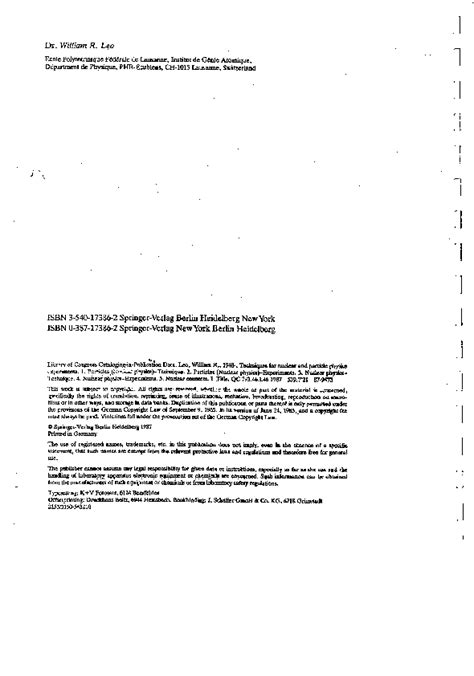 Pdf Techniques For Nuclear And Particle Physics Experiments