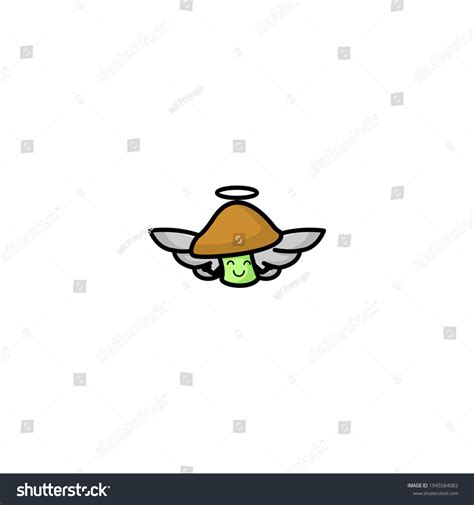 Angel Mushrom Cartoon Character Vector Illustration เวกเตอร์สต็อก
