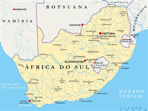 África do Sul mapa população economia cultura Mundo Educação