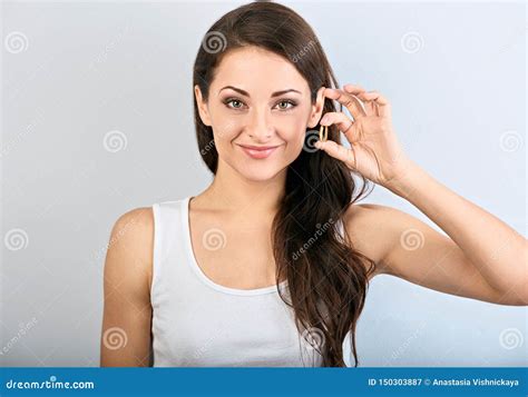 Happy Smiling Natural Positive Woman Holding The Vitamin E Capsule In