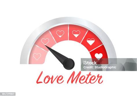 사랑 측정기 심장 표시기 발렌타인 데이 카드 디자인 요소 파트너십 만족도 척도 열정 측정 표시기 하트 기호입니다 벡터 일러스트 레이 션 3차원 형태에 대한 스톡 벡터 아트