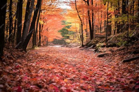 Colorful Fall Leaves In Forest Natural Scene Photo Beautiful Leaf