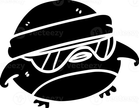 Cool Christmas Robin Line Drawing Of A With Sunglasses Solid Black Icon