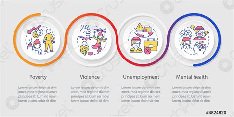 Homelessness Causes Loop Infographic Template Stock Vector
