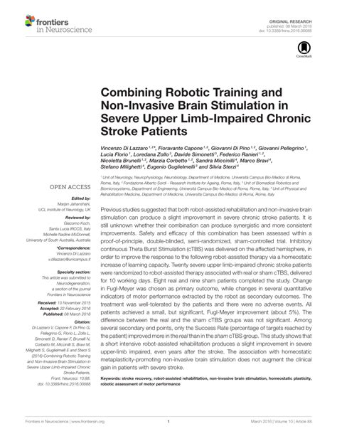 Pdf Combining Robotic Training And Non Invasive Brain Stimulation In