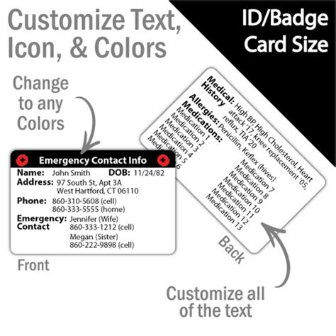 Custom Emergency Contact Card Weha Print