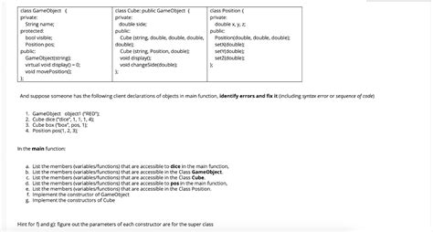 Solved Class Cube Public GameObject Private Double Side Chegg