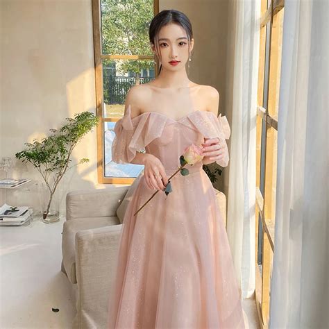 Elegant Blush Pink Tulle Evening Gown Dress On Luulla
