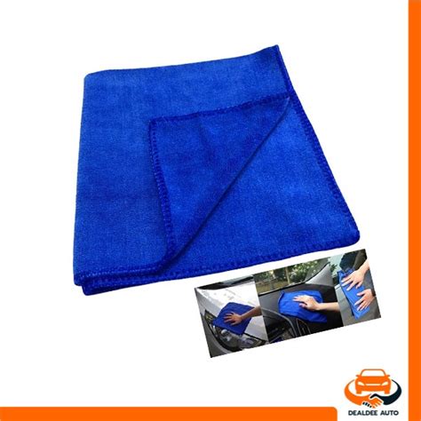 ผ้าไมโครไฟเบอร์[สีน้ำเงิน] แบบบาง ขนาด 30x30 ผ้าทำความสะอาด เช็ดรถยนต์ เช็ดกระจก ผ้าเช็ดมือ ร้าน