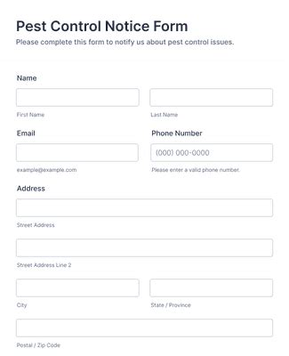 Pest Control Notice Form Template Jotform