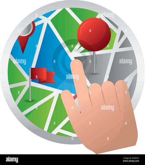 Hand Cursor Click On Map Pin Gps Navigation Vector Illustration Stock Vector Image And Art Alamy