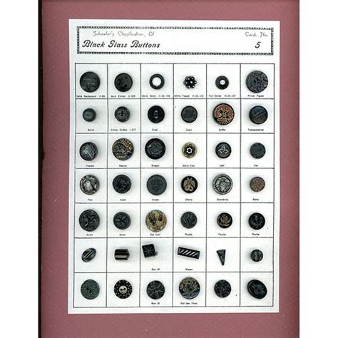 2 Cards Of Div One Black Glass Classification Buttons Sold At Auction