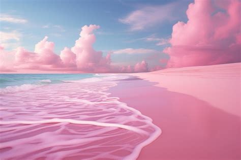Premium Photo Pink Beach Surreal Generate Ai