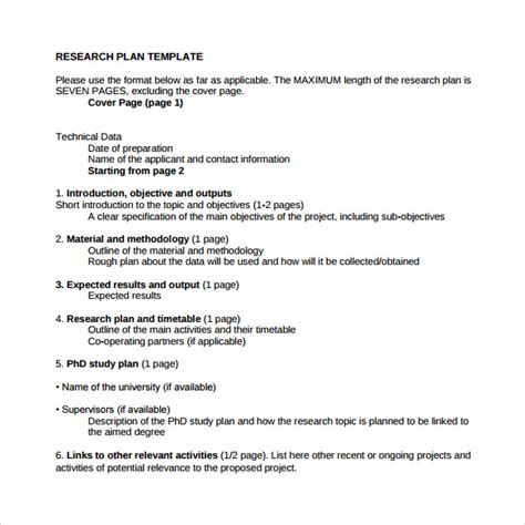 11 Sample Research Plan Templates Sample Templates