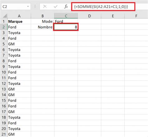 Calcul Du Mode Dans Excel