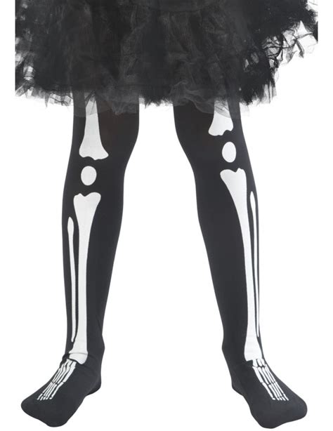 Skelett Strumpfhose für Kinder Halloween Accessoire schwarz weiss