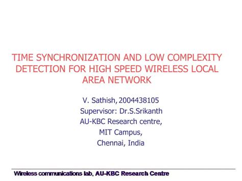 Ppt Time Synchronization And Low Complexity Detection For High Speed Wireless Local Area
