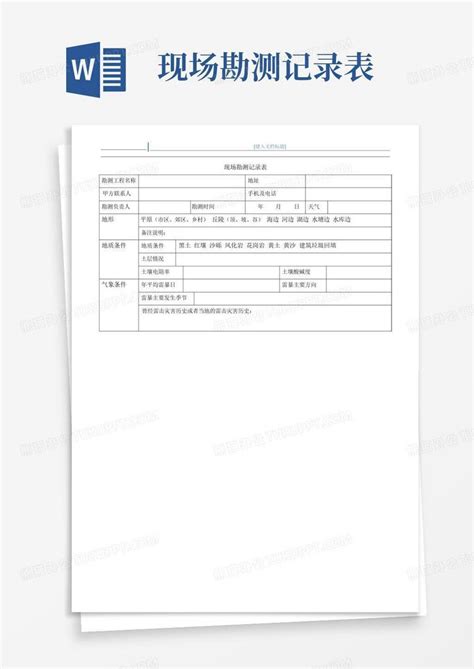 现场勘测记录表Word模板下载 编号qrwgbdgp 熊猫办公