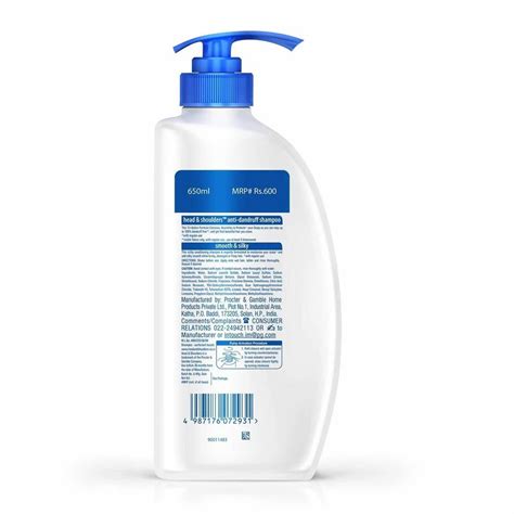 650ml Head And Shoulders Smooth Silky Anti Dandruff Shampoo At ₹ 325