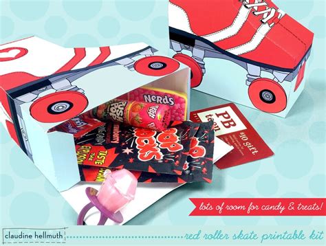 Red Roller Skates Favor Boxes Fit T Cards Candy Cookies Etsy
