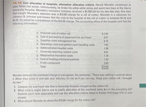 solved 14 18 cost allocation in hospitals alternative