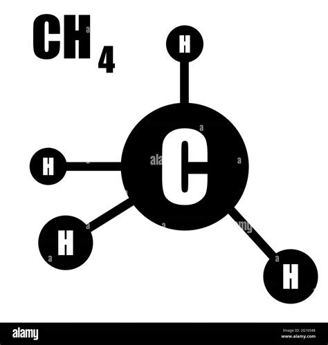 Methane Ch4 Molecule A Chemical Compound In Black And White Isolated