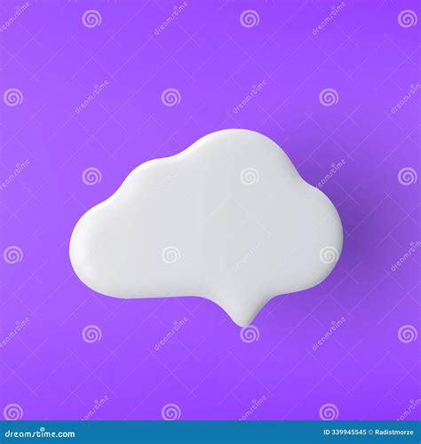 3D White Speech Bubble Cloud Shaped Icon On A Purple Background Stock