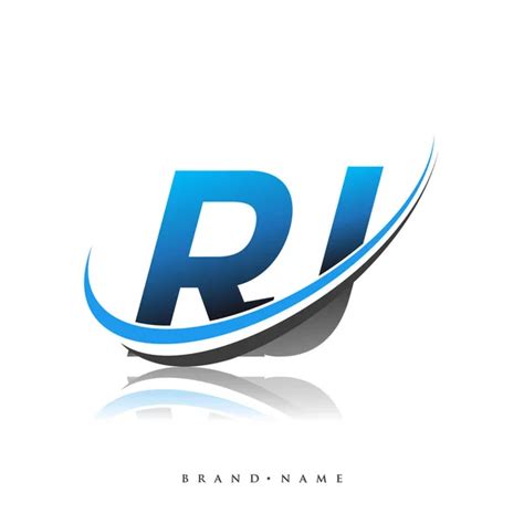Initial Logo Company Name Colored Blue Black Swoosh Design Isolated
