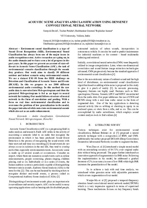 Pdf Acoustic Scene Analysis And Classification Using Densenet Convolutional Neural Network