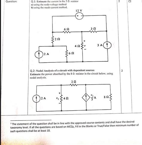 Solved Q 1 Estimate the current in the 3Ω resistor a using Chegg