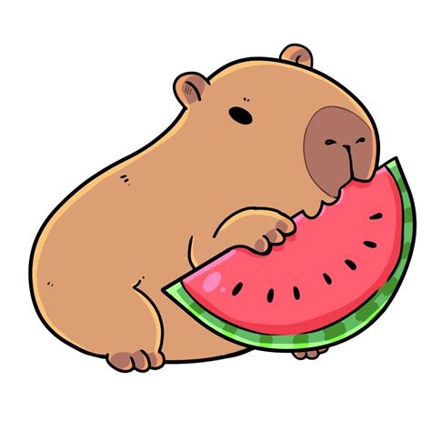 Adorable Capybara Eating Watermelon Discord Twitch Youtube Emote